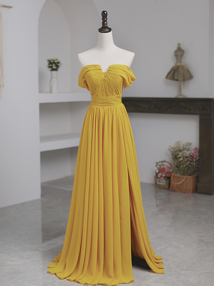 Yellow Prom Dresses, Chiffon Prom Dress, A Line Prom Dress, Prom ...